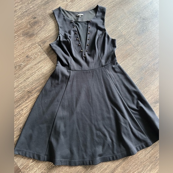 Express | Dresses | Express Black Skater Dress With Mesh Inlay | Poshmark